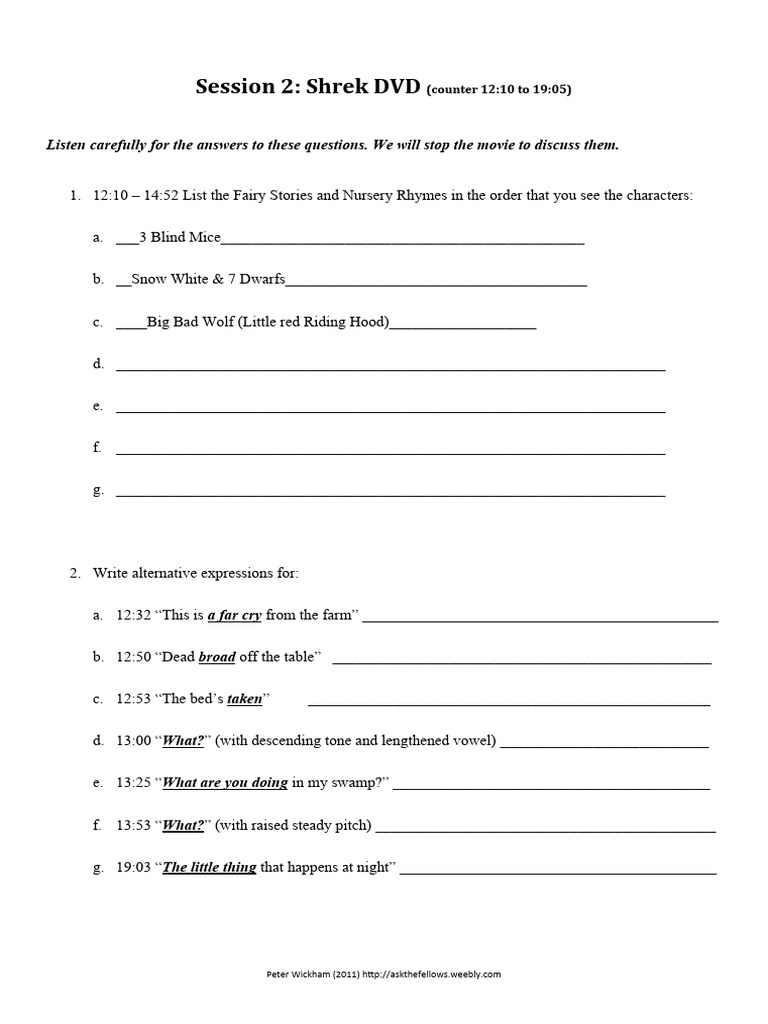 Shrek Scene Analysis Guide | PDF