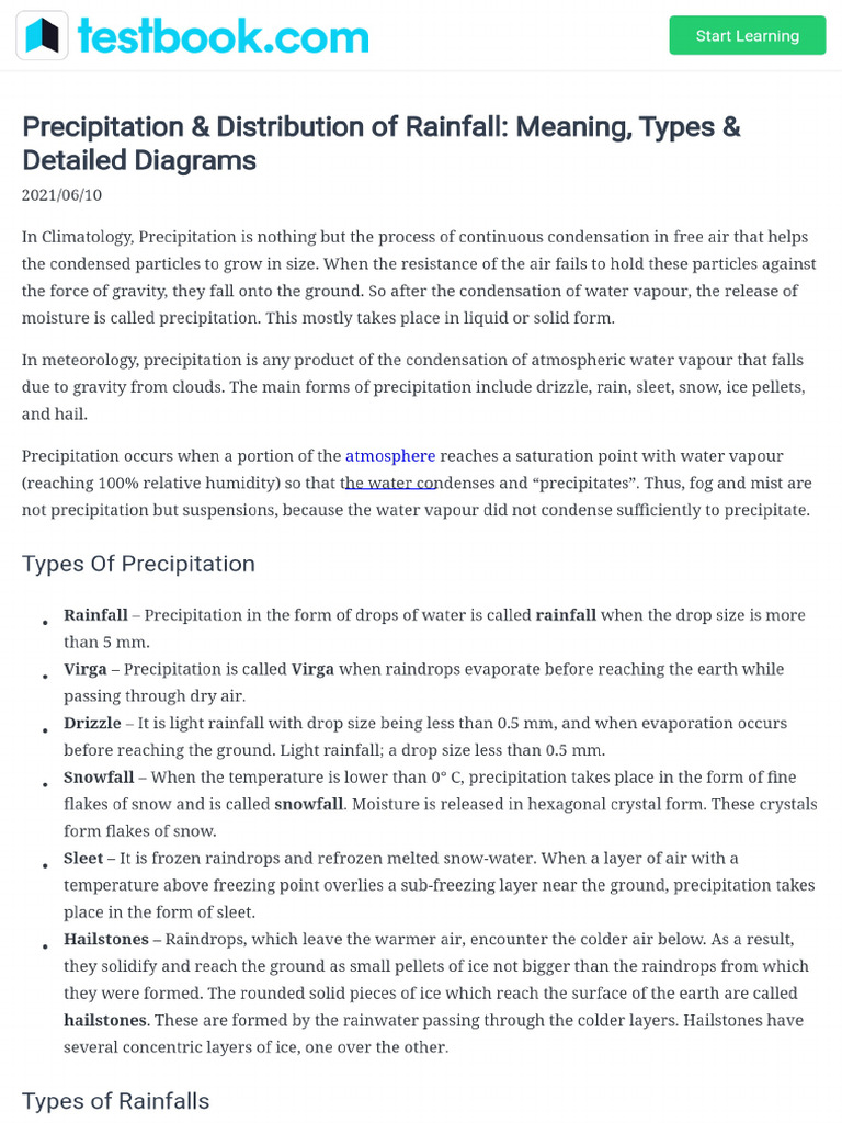 Geography Precipitation and Distribution of Rainfall | PDF