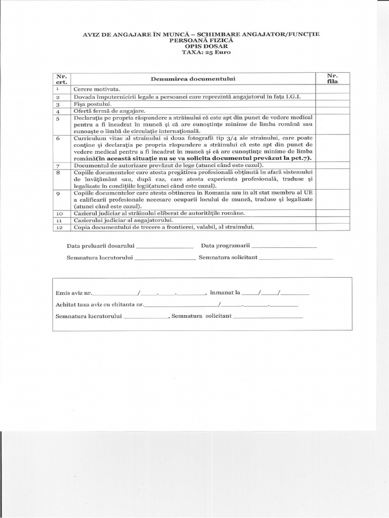 Opis Doc. Schimbare de Angajator Refacut | PDF