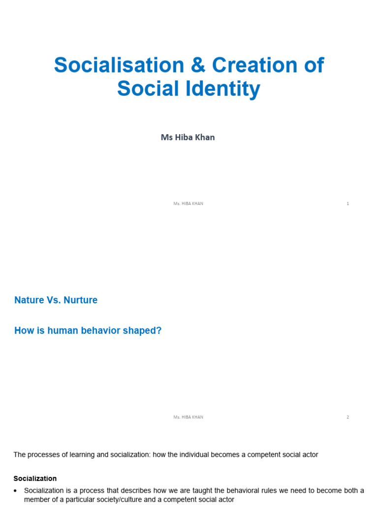 Socialisation & Identity 1 | PDF | Socialization | Power (Social And ...