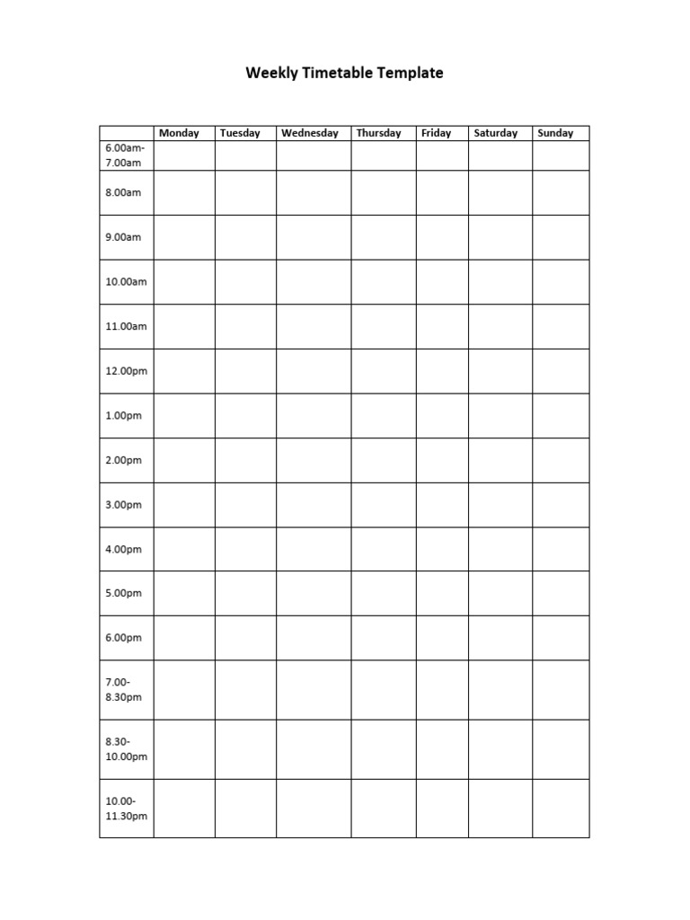 weekly-timetable-template | PDF