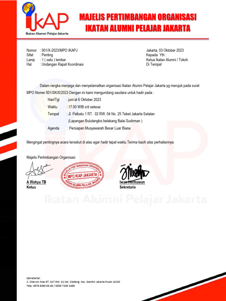 Surat Undangan MPO - 1 | PDF