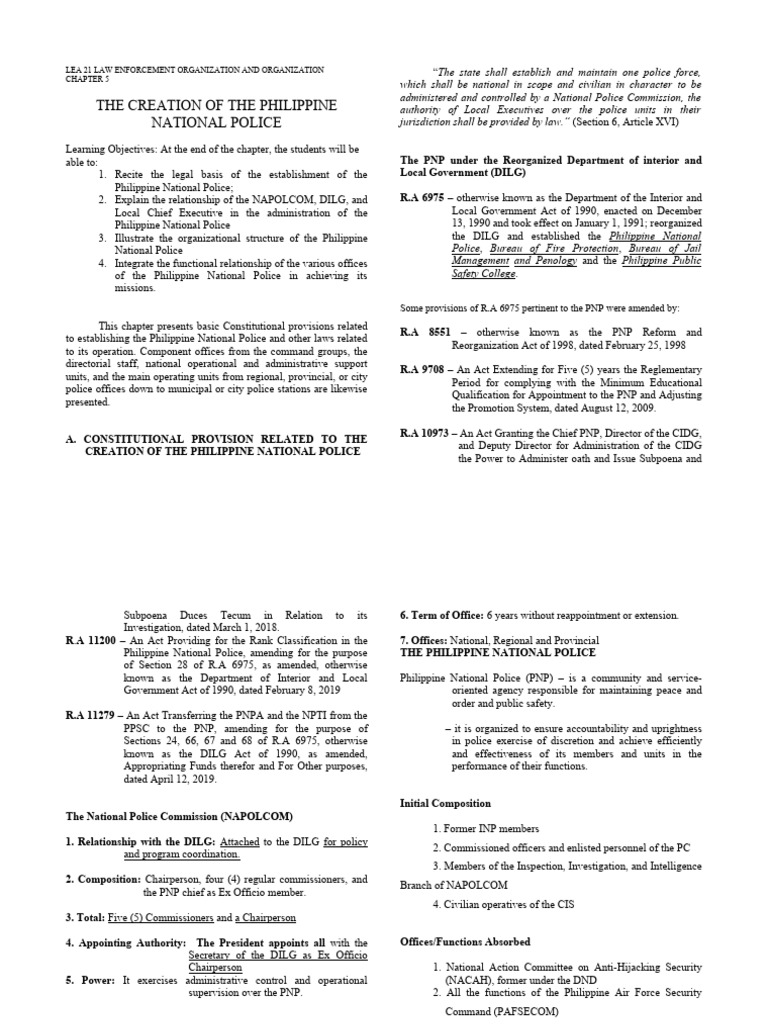 Philippine National Police Structure | PDF | Police | Security Guard