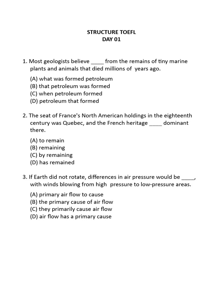 Structure TOEFL Day 01 | PDF | Planets | Physical Geography