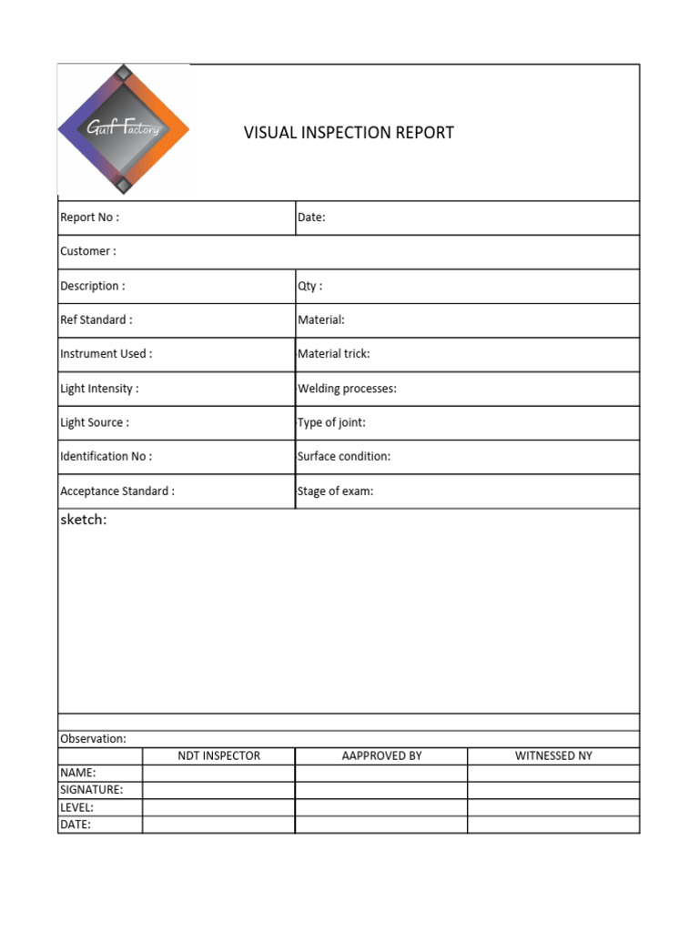 VISUAL INSPECTION REPORT | PDF
