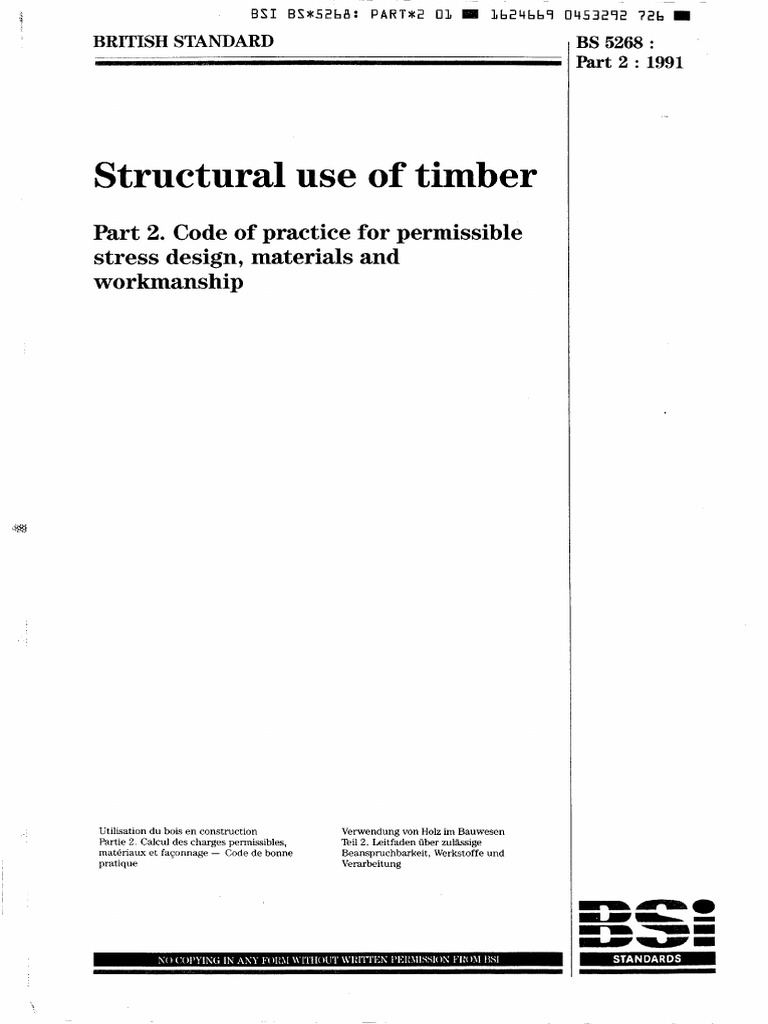 BS 5268-2-1991 Structural Use of Timber | PDF