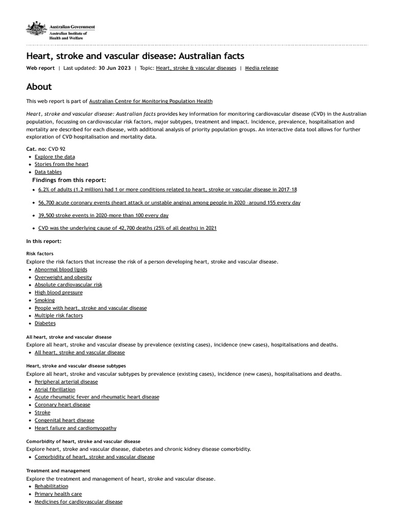 Heart Stroke and Vascular Disease Australian Facts | Download Free PDF ...