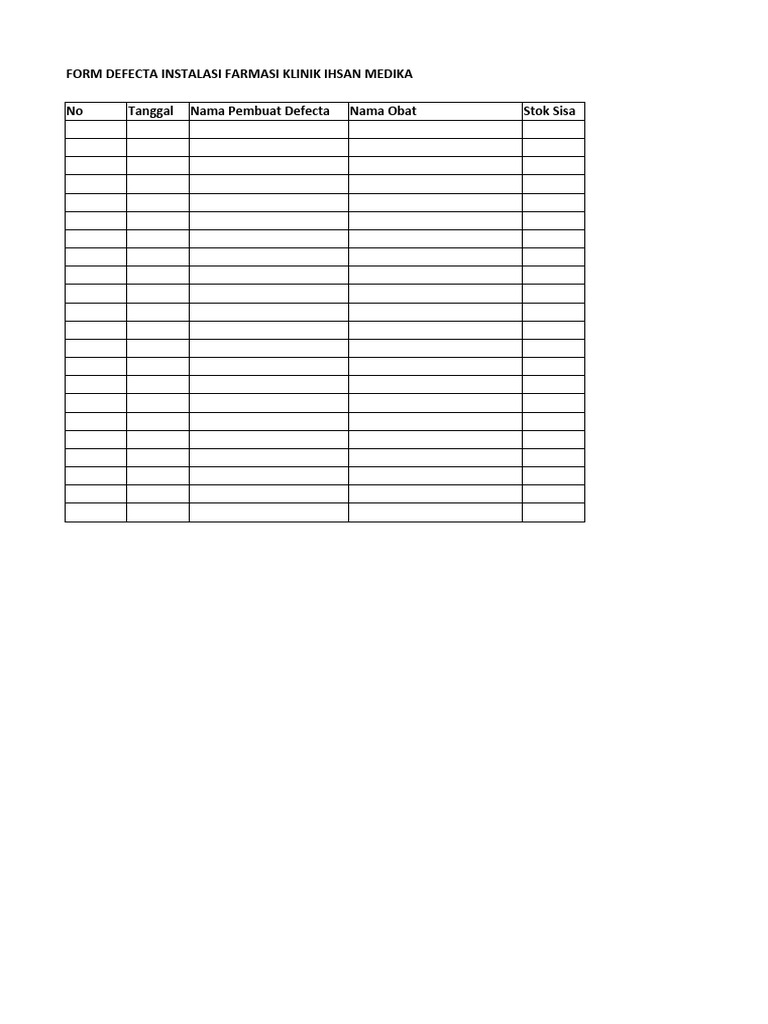 Form Defecta Klinik Ihsan Medika | PDF