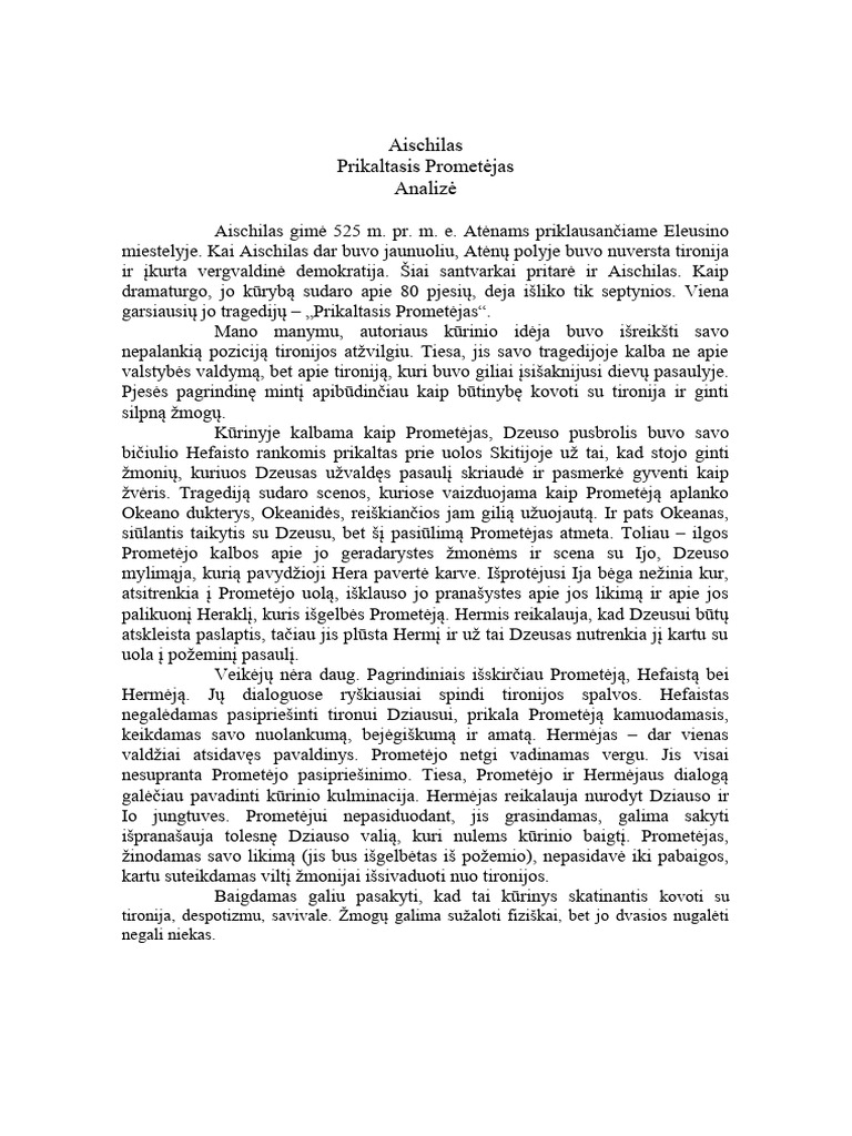 Aischilas Prikaltasis Prometejas (Speros - LT) 3 | PDF