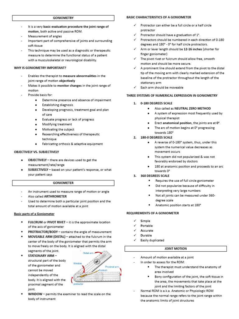 GONIOMETRY | PDF | Anatomical Terms Of Motion | Elbow