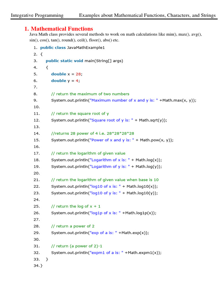 Java Math Method | Download Free PDF | Trigonometric Functions | String (Computer Science)
