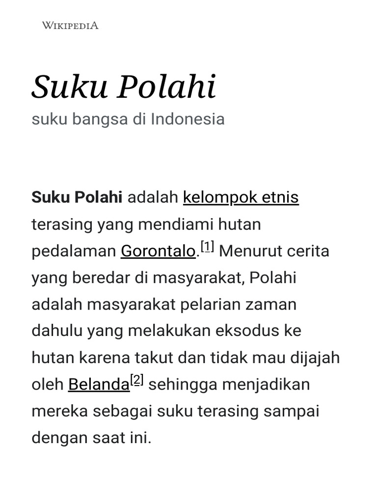 Suku Polahi: Kehidupan Terasing di Gorontalo | PDF