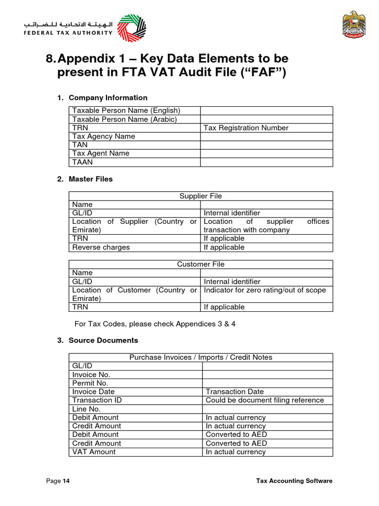 FTA VAT Audit File | PDF | Value Added Tax | Debits And Credits
