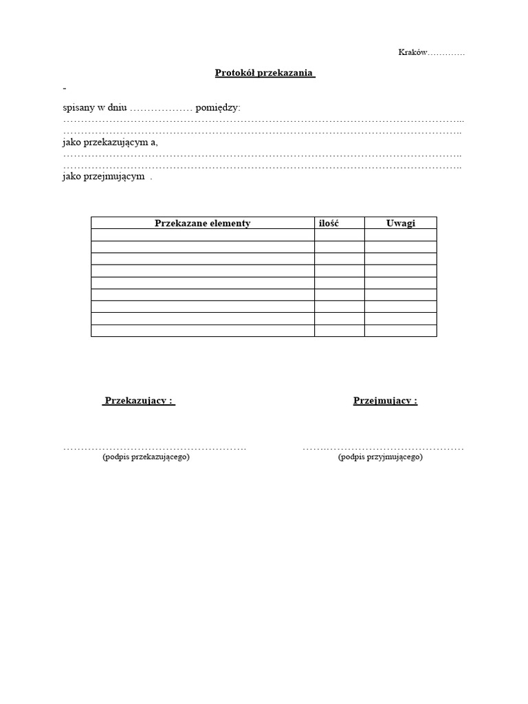 Protokół Przekazania | PDF