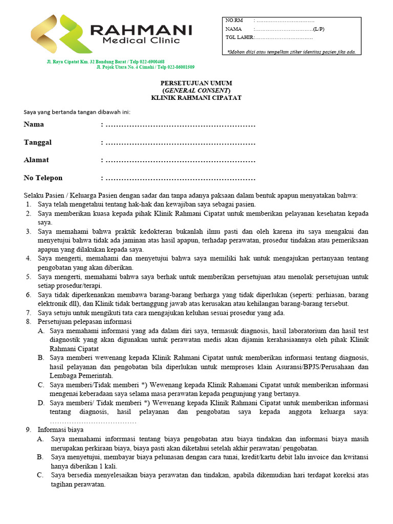 Persetujuan Umum (General Consent) | PDF