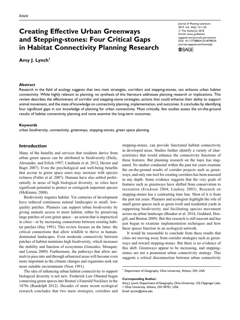Creating Effective Urban Greenways and Stepping-Stones: Four Critical ...