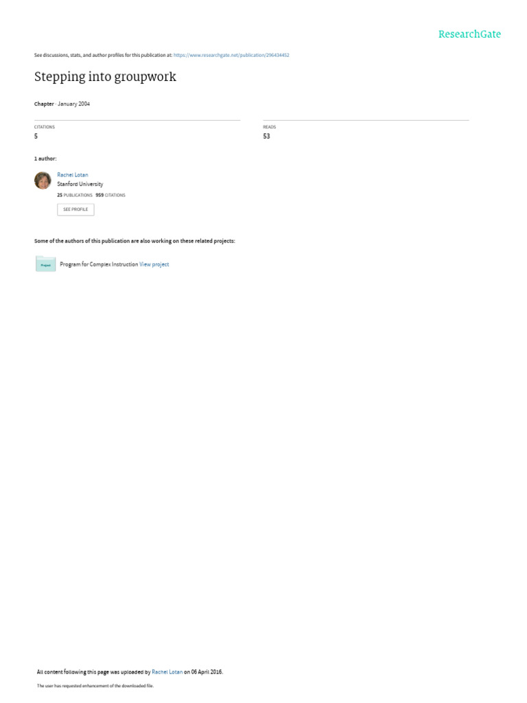 Stepping Into Groupwork Teaching Cooperative Learning | PDF