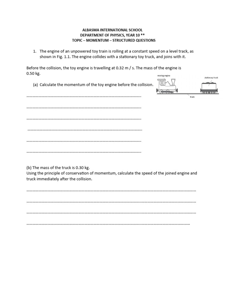 Worksheet 4 | PDF | Collision | Momentum