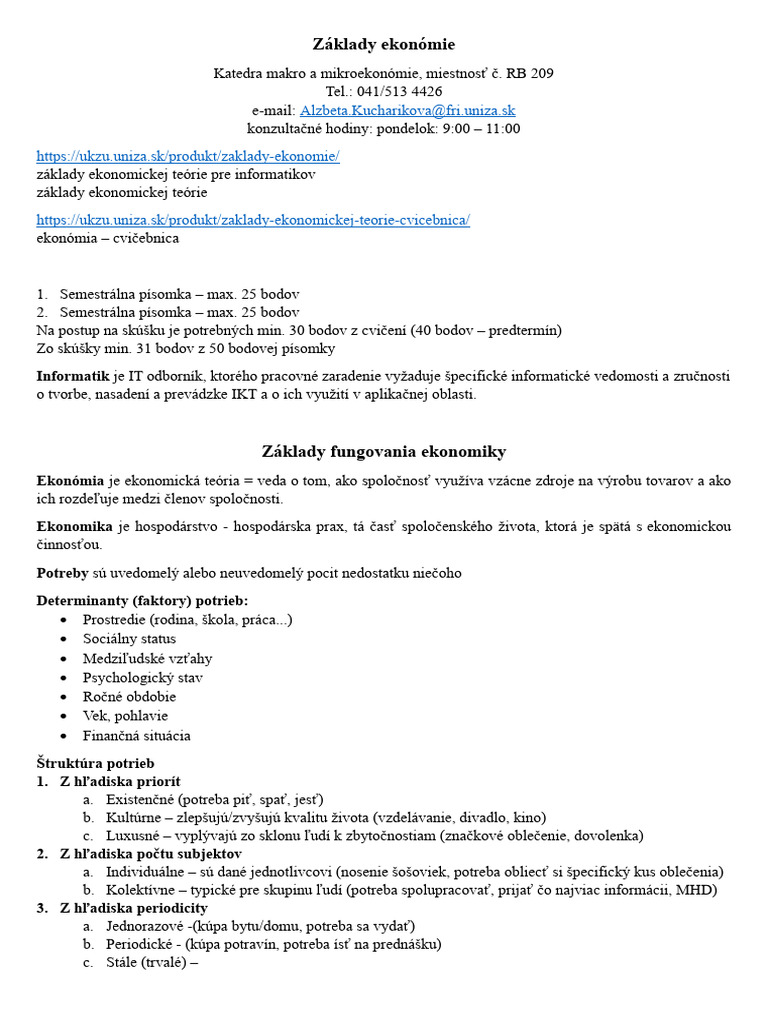 Základy ekonómie | PDF