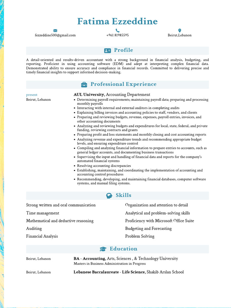 Fatima Resume | PDF | Accounting | Audit