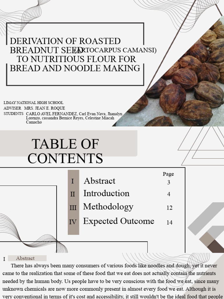 Research PPT Derivation of Roasted Breadnut Seed Artocarpus Camansi To ...