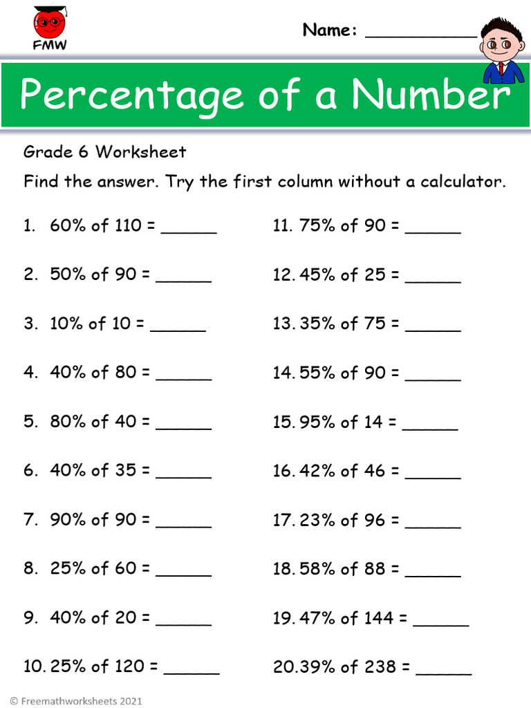 Grade 6 Percentage Worksheet | PDF