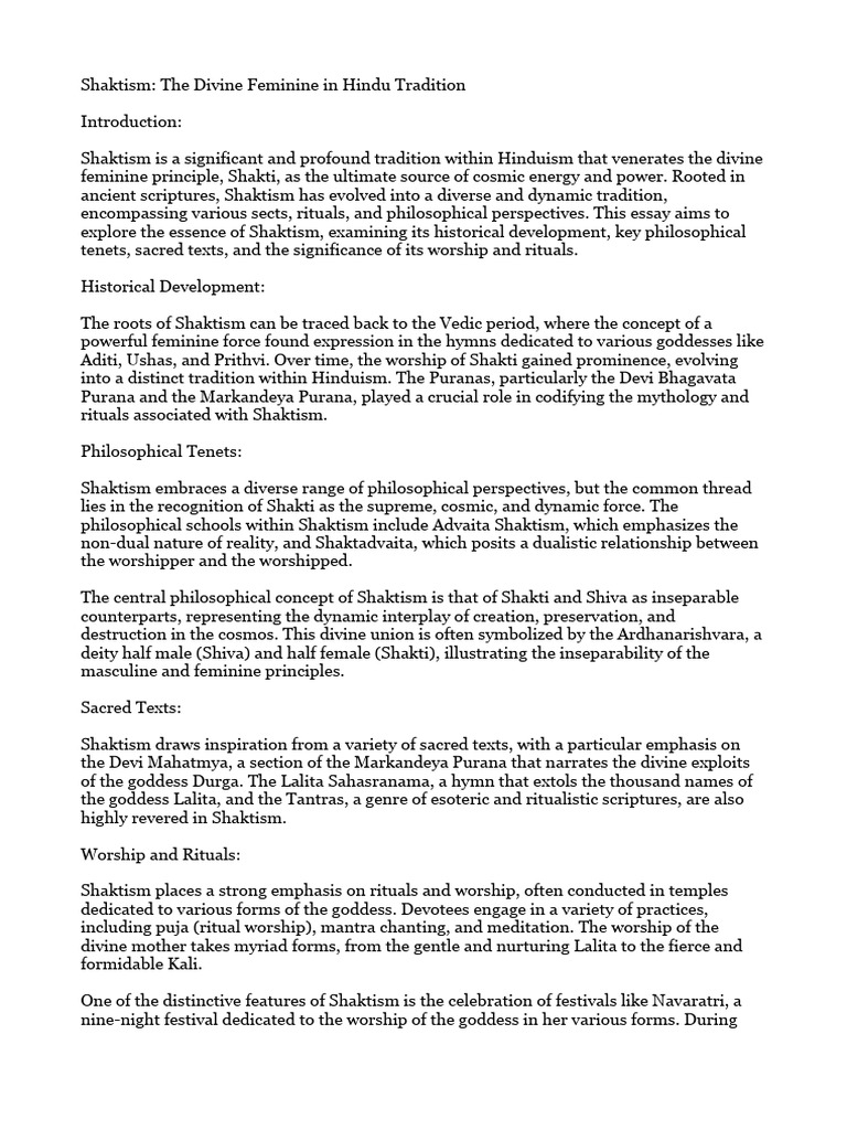 Shaktism-The Divine Feminine in Hindu Tradition | PDF | Devi | Hindu ...