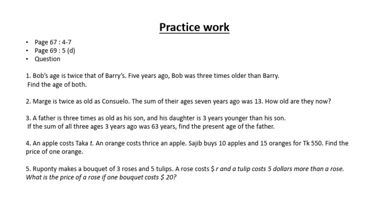 Practice Work - Algebra 3 | PDF