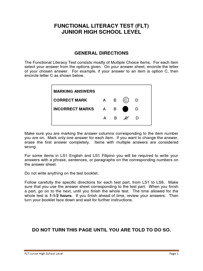 JHS3 FLT Test Booklet | PDF | Fertilisation | Multiple Choice