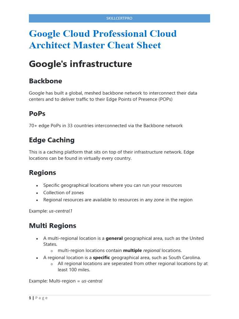 Google Cloud PCA Master Cheat Sheet | PDF | No Sql | Computer Network