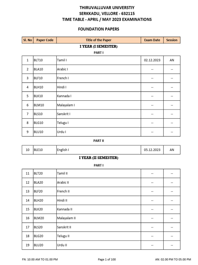 Time Table - Nov-Dec 2023 - 2017 - UG | PDF | Economics | Accounting