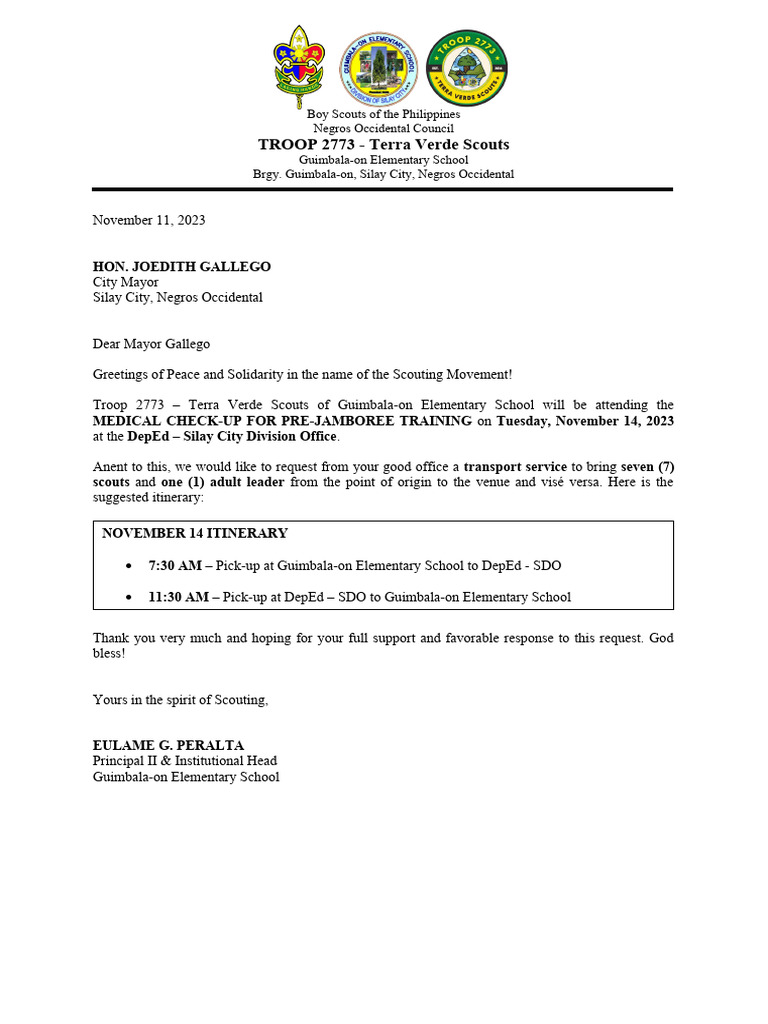 BSP-Letter-of-Request-for-Transport-Service | PDF