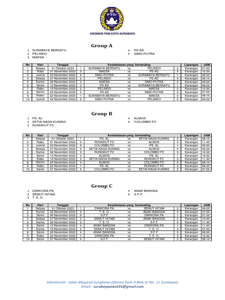 JADWAL U13 | PDF