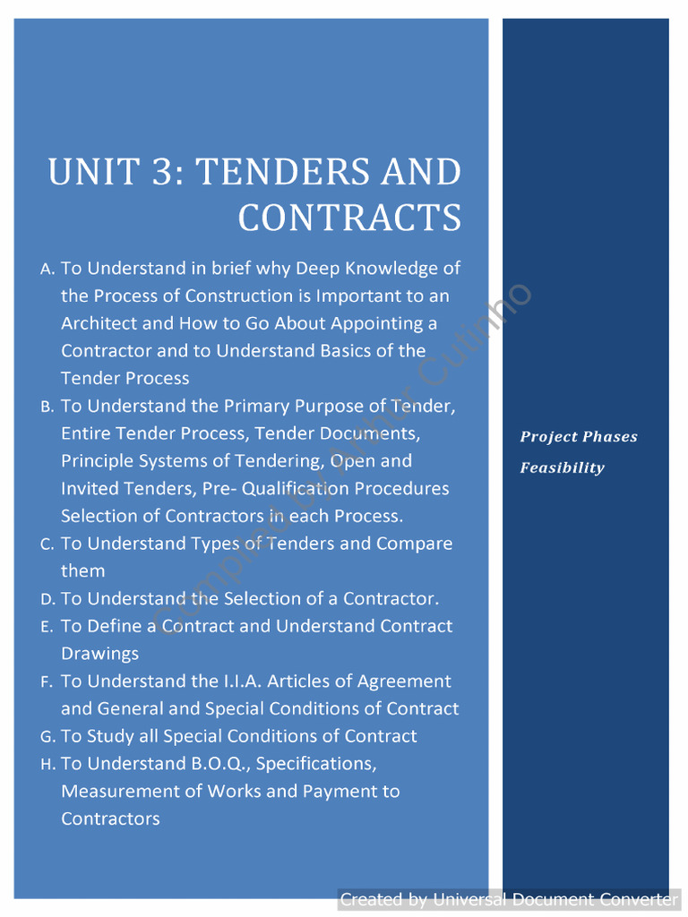 Unit 3 Tenders and Contracts | PDF
