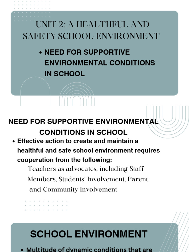 Unit 2 A Healthful and Safety School Environment | PDF | Classroom ...