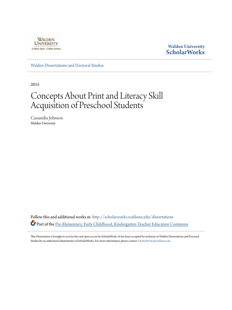 Concepts About Print and Literacy Skill Acquisition of Preschool | PDF ...