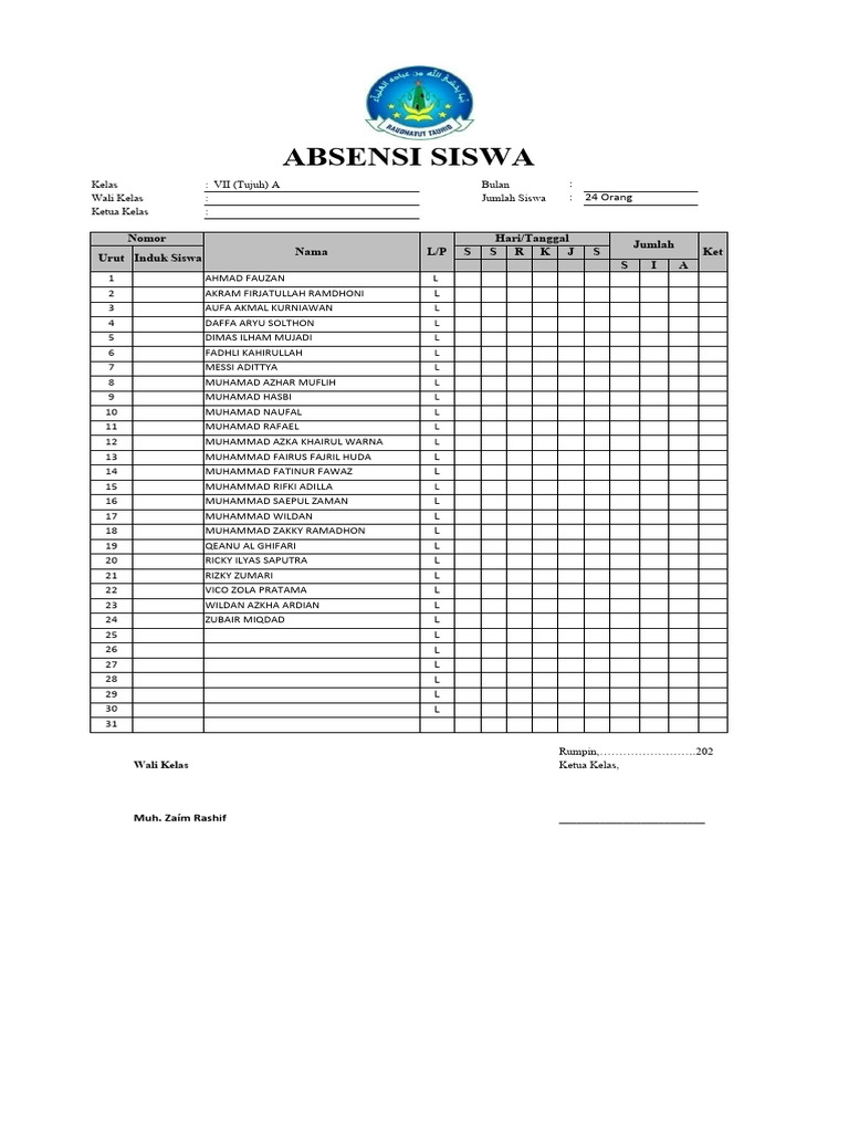 Absen - 2023 - 2024 2 | PDF