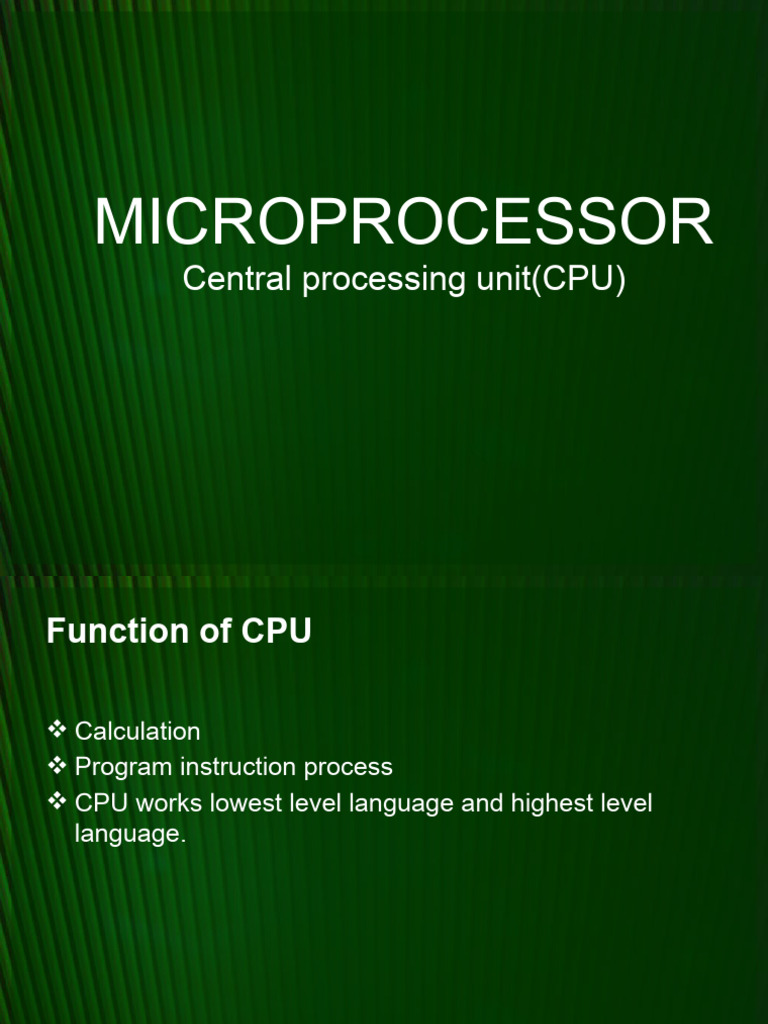 Microprocessor: Central Processing Unit (CPU) | PDF | Cpu Cache | Central Processing Unit