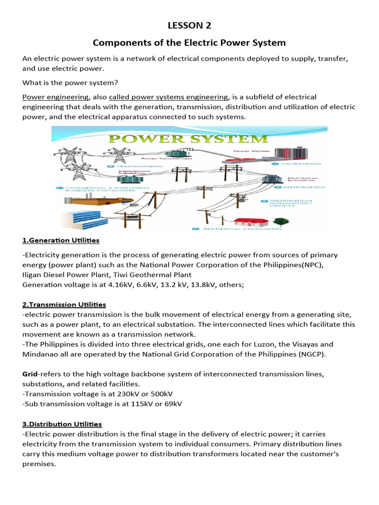 Lesson 2 Electrical Power System | PDF | Electric Power Distribution ...
