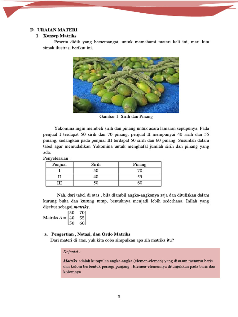 Materi Pengertian Matriks Transpose Kesamaan | PDF Materi Pengertian Matriks Transpose Kesamaan | PDF