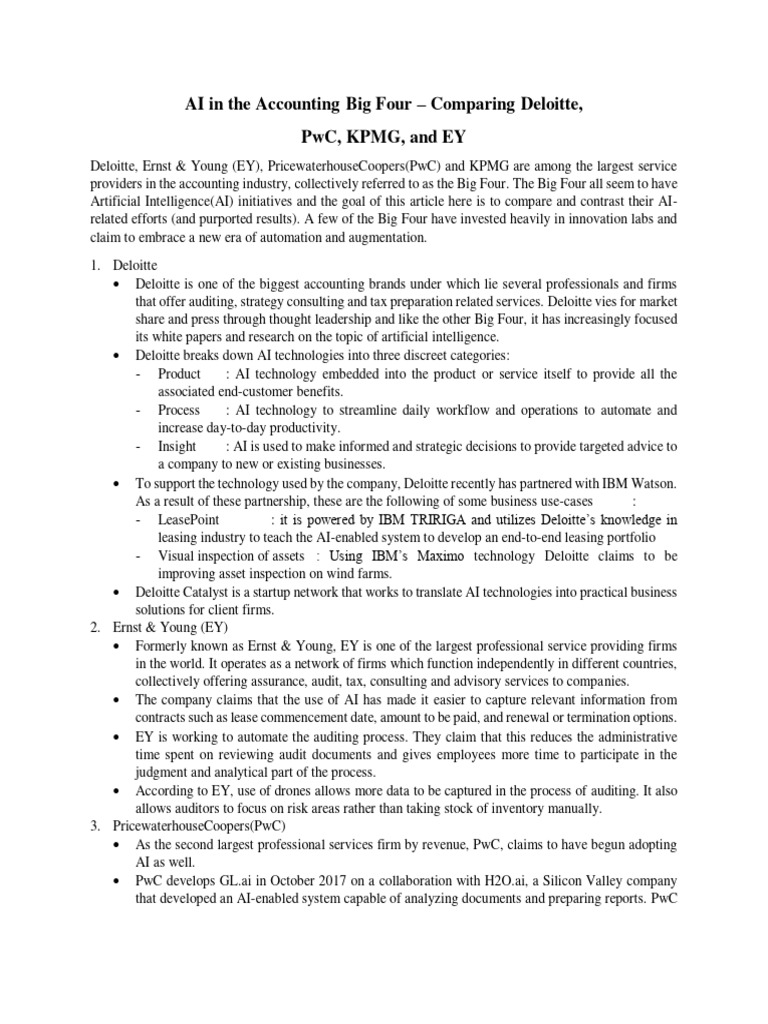 AI Strategies of the Big Four Firms | PDF | Financial Audit ...