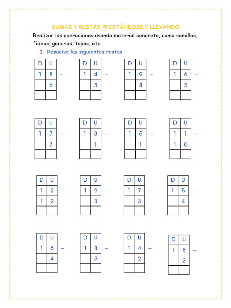 Sumas y Restas Prestándose y Llevando | PDF