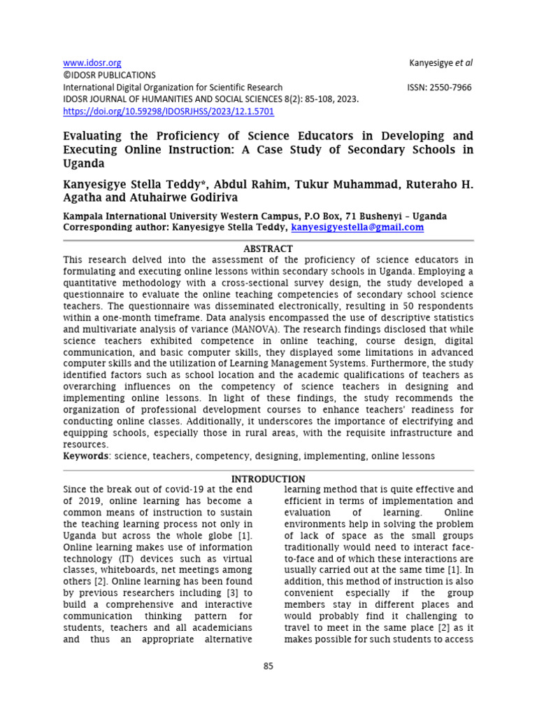 Evaluating The Proficiency of Science Educators in Developing and ...