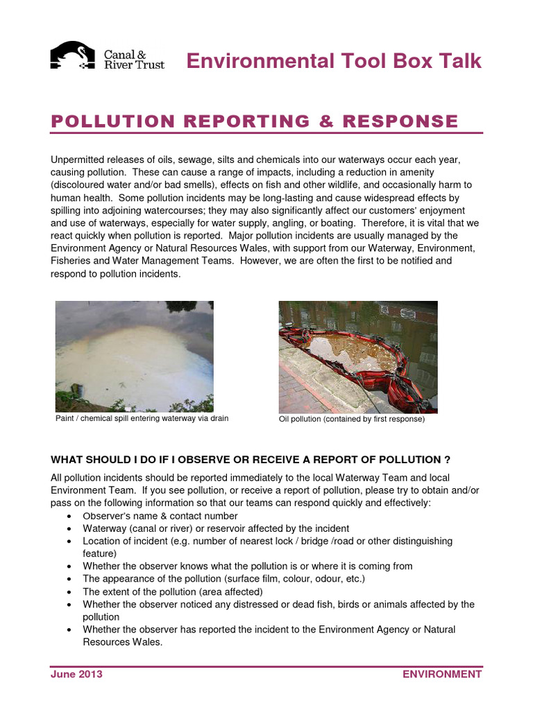 Reporting & Response | PDF | Oil Spill | Pollution