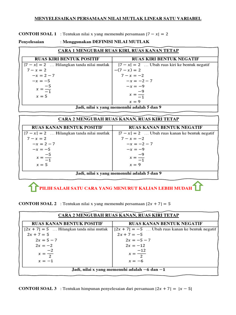 Persamaan Nilai Mutlak | PDF
