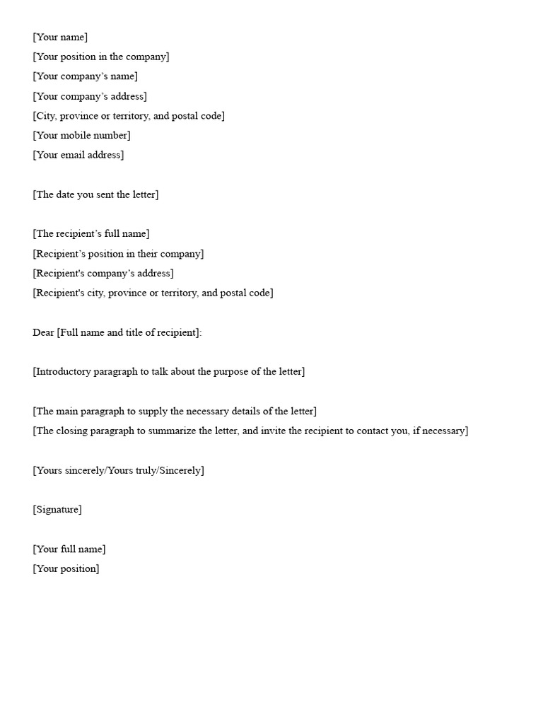 Examples of Different Formats of A Formal Letter | PDF | Written ...
