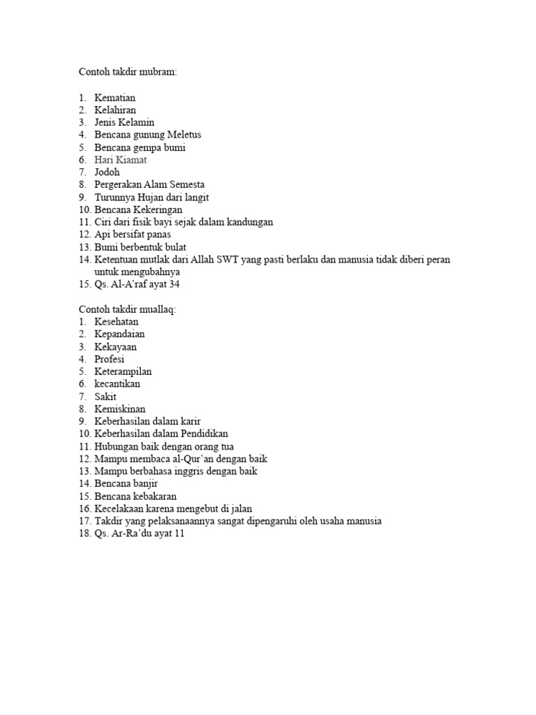 Contoh Takdir Mubram dan Muallaq | PDF | Sains & Matematika