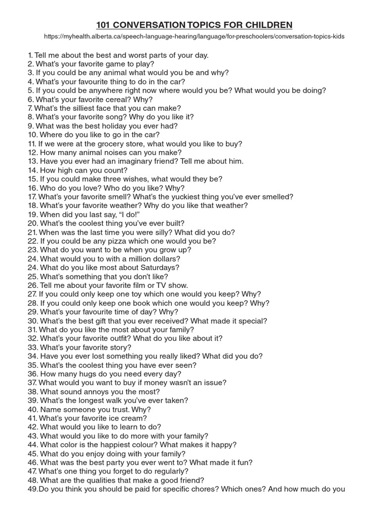 101 Conversations With Children | PDF