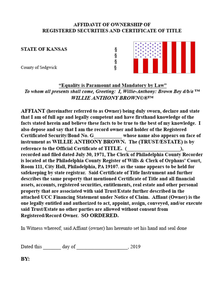 WAB 2 Affidavit-of-Ownership | PDF | Affidavit | Title (Property)