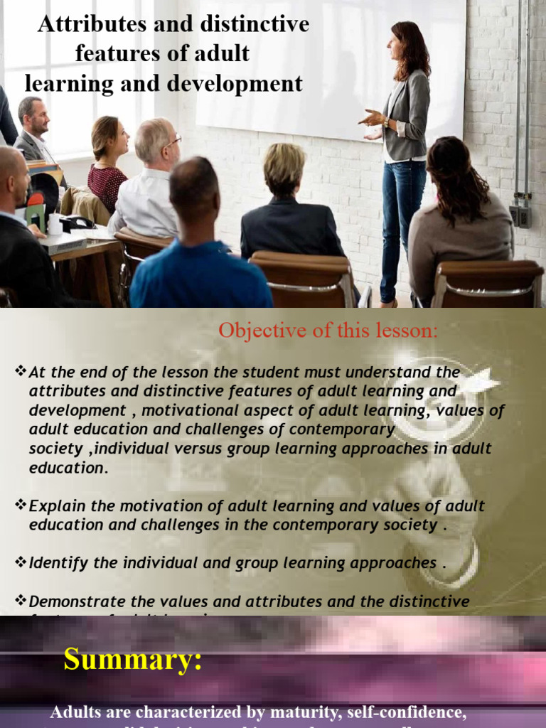 Attributes and Distinctive Features of Adult Learning and (Autosaved ...